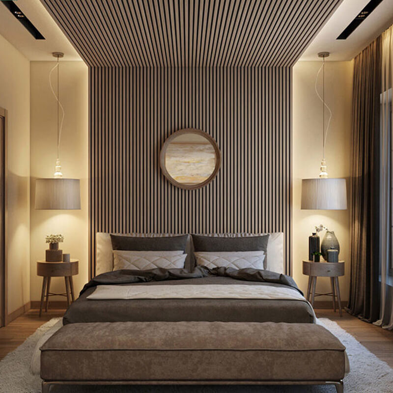 Bedroom Wood Slat Board - CYATCO Akupanel Custom Manufacturer